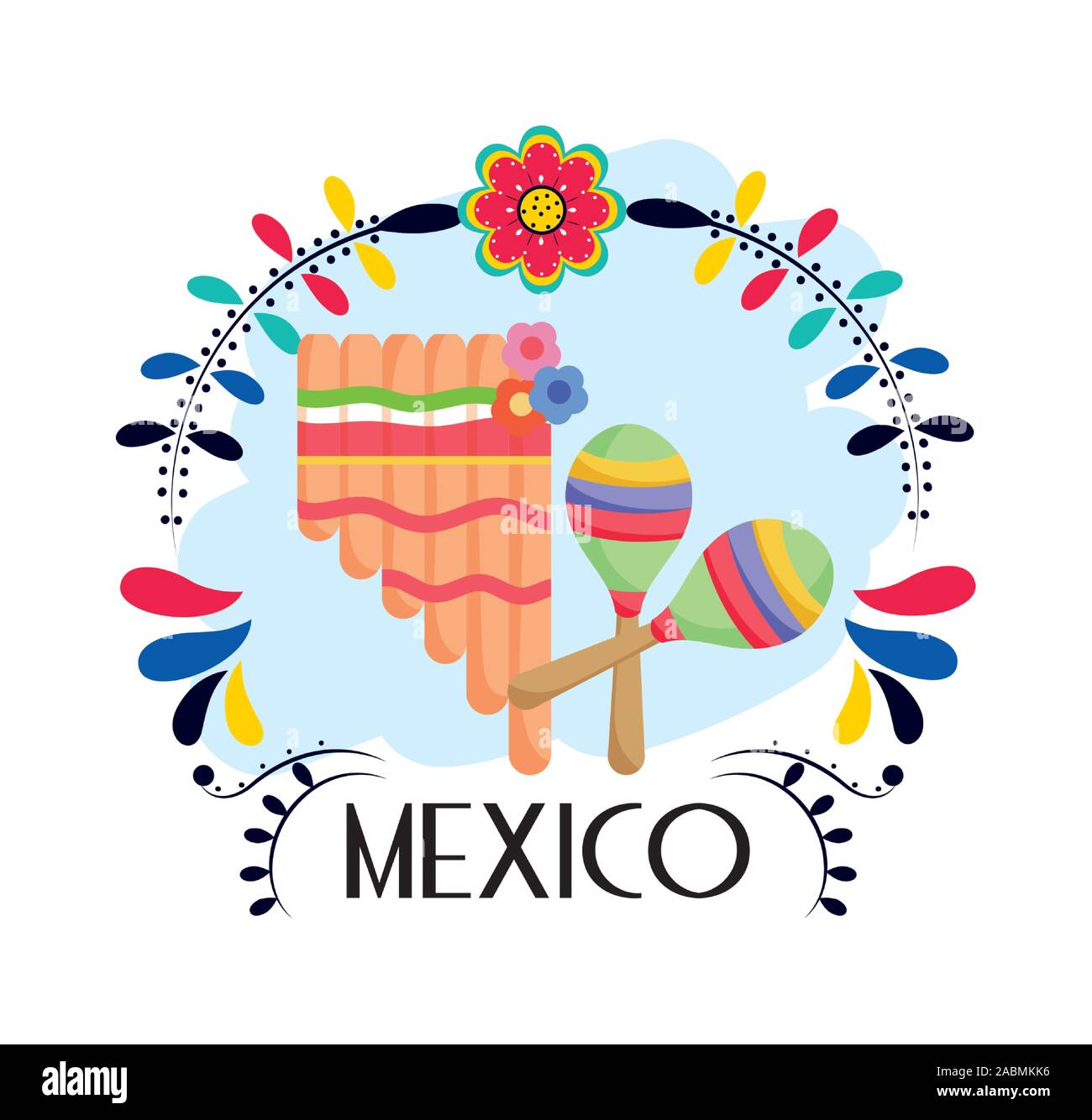 pan flute and maracas flowers floral mexico traditional event ...