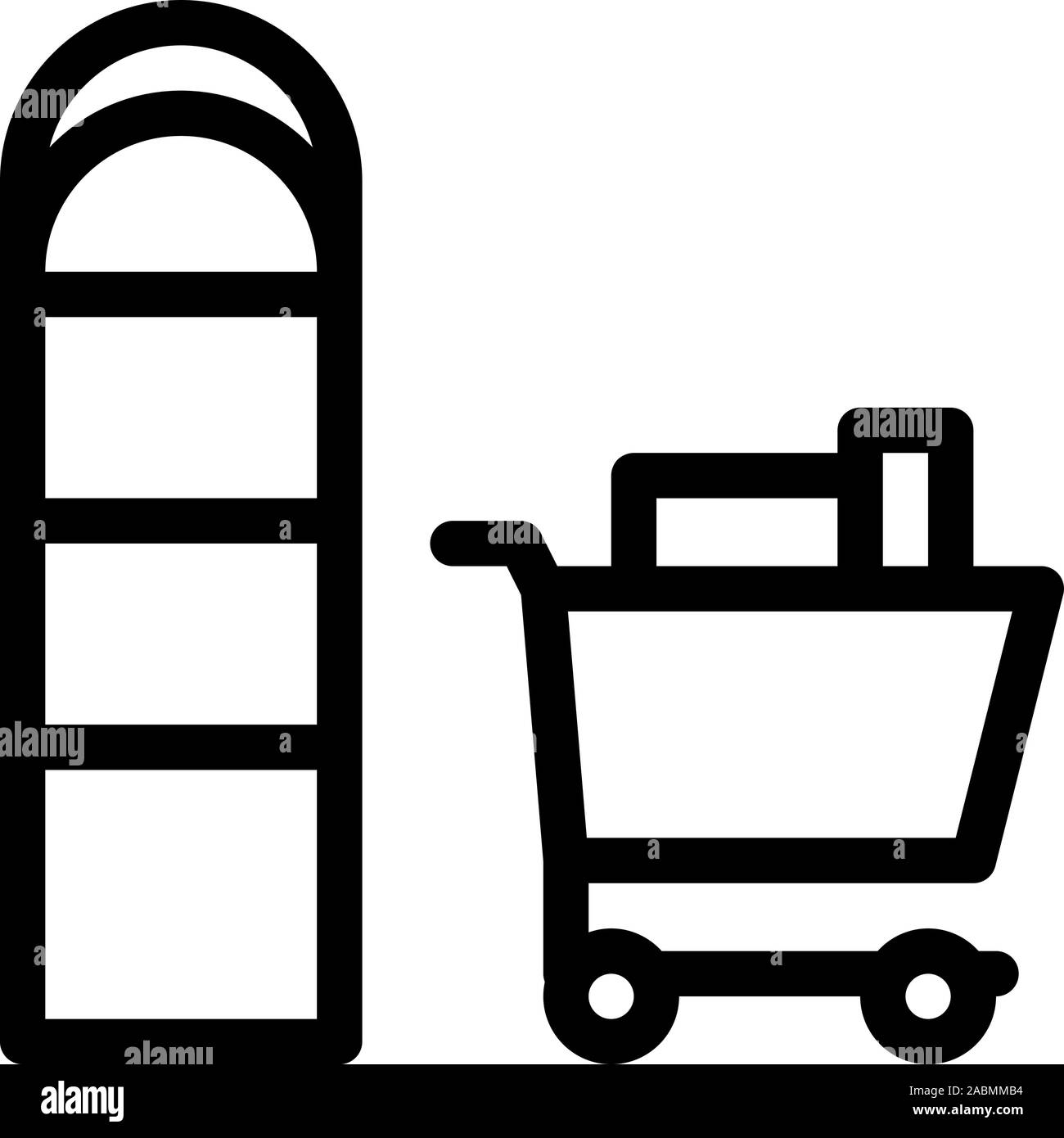 Food Cart near Counters Icon Vector Outline Illustration Stock Vector ...
