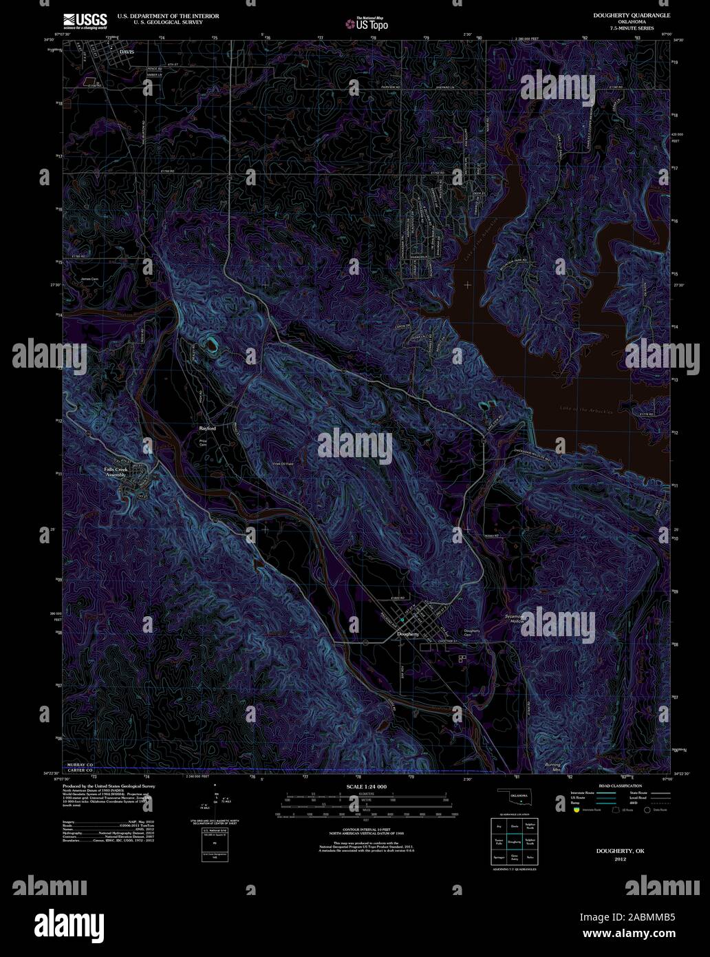 USGS TOPO Map Oklahoma OK Dougherty 20121206 TM Inverted Restoration ...