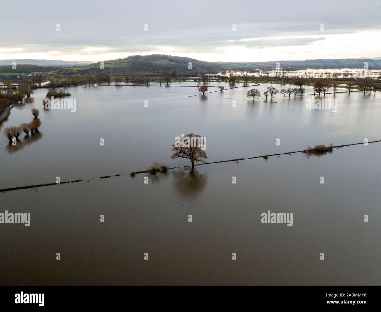 The river Severn has flooded fields near lower Apperley in ...
