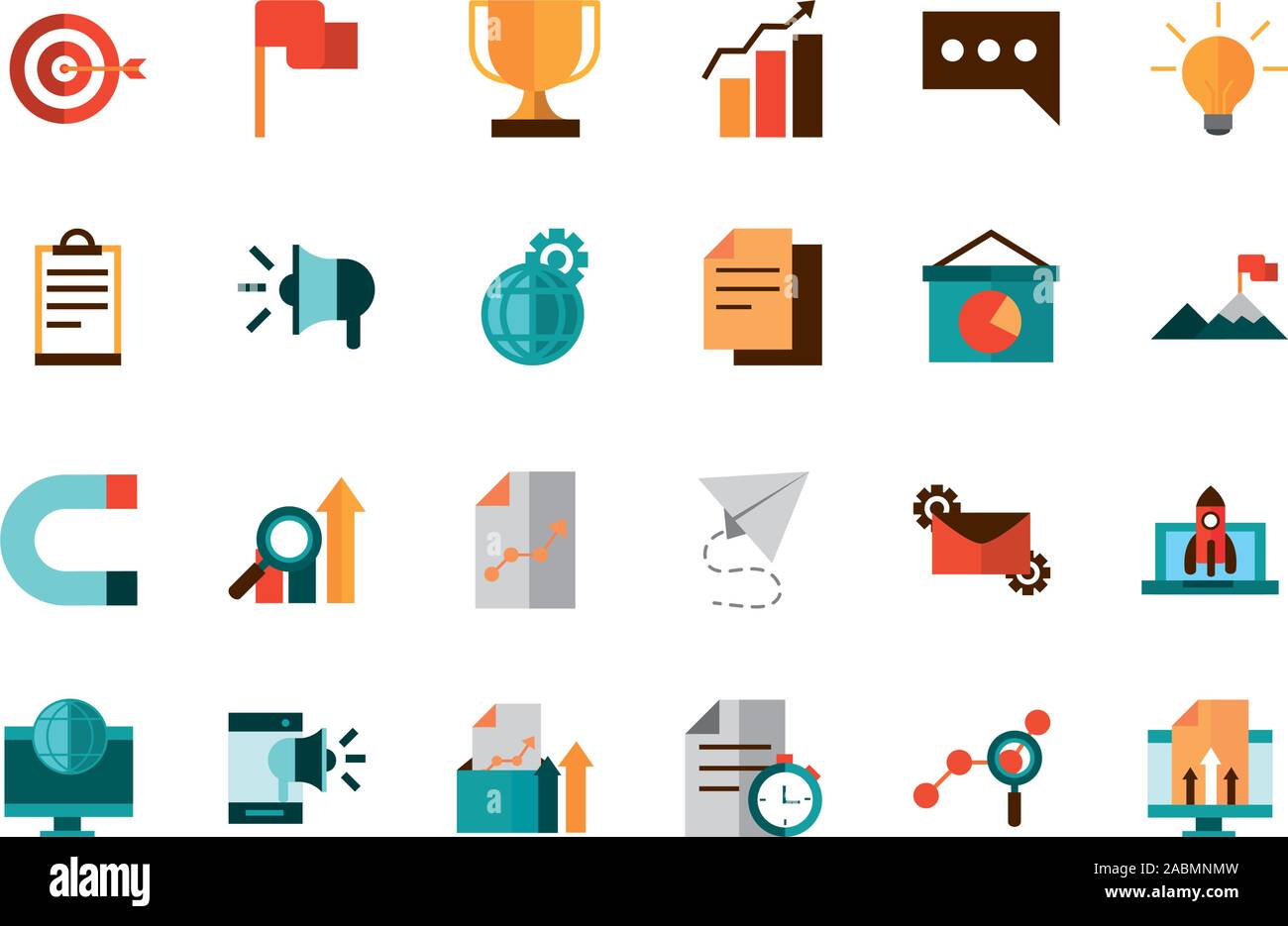 business strategy network icons set vector illustration Stock Vector ...
