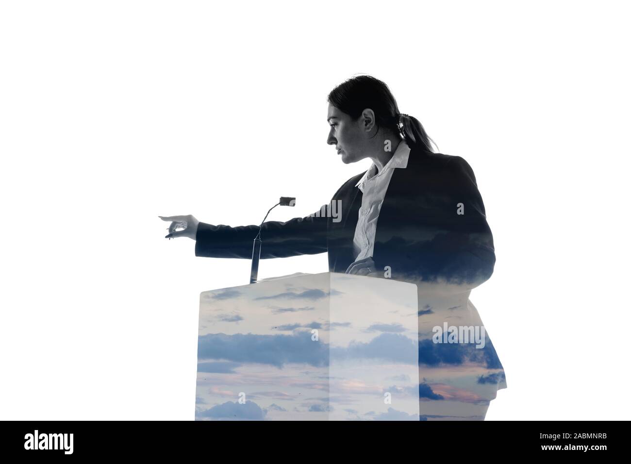 Calm. Speaker, coach or chairwoman during politician speech isolated on ...