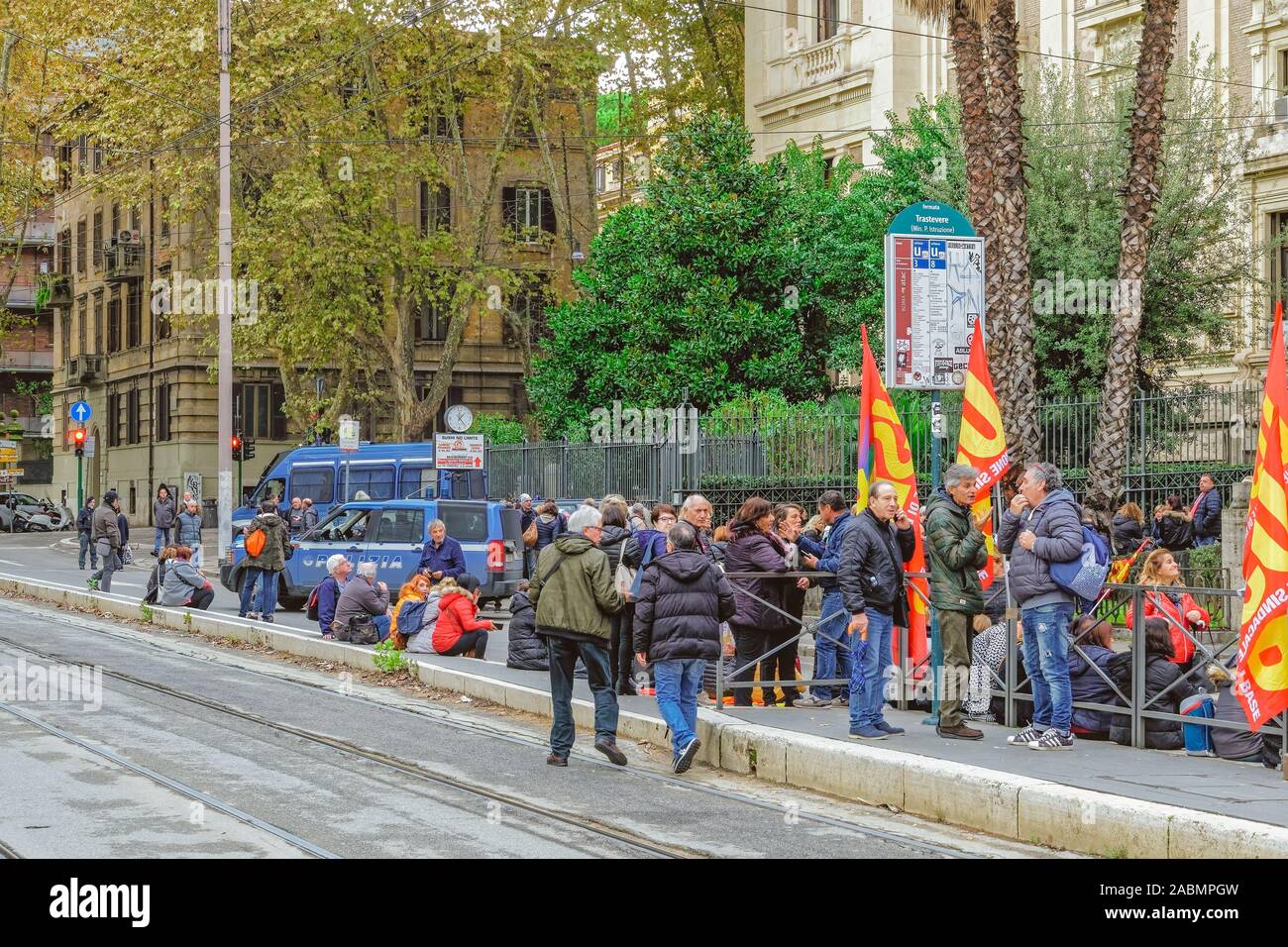 Rome, Italy large crowd of Italians quietly protesting outside ...