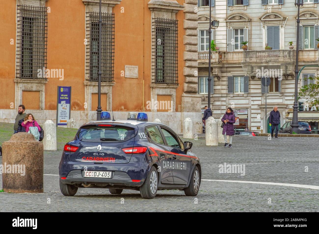 Carabinieri Italian Police car patrolling. Italian military force dark ...