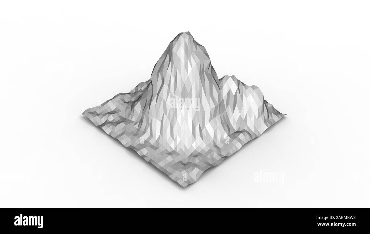 3D Graphic Mountain on White 3D Rendering Stock Photo - Alamy