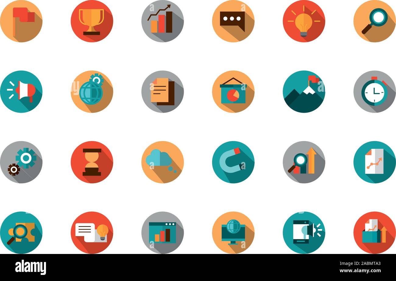 business strategy network icons set block shadow vector illustration ...