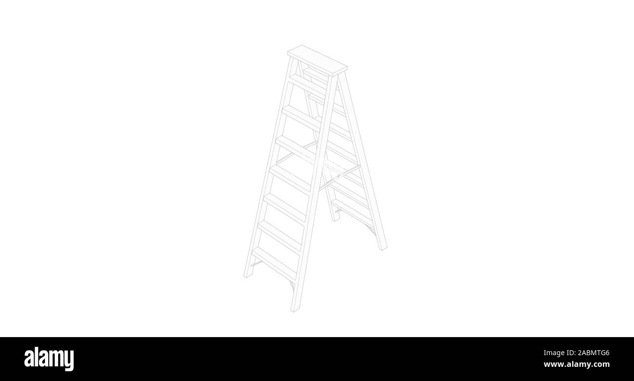 Drawing Stair on isolated White Background Stock Photo - Alamy