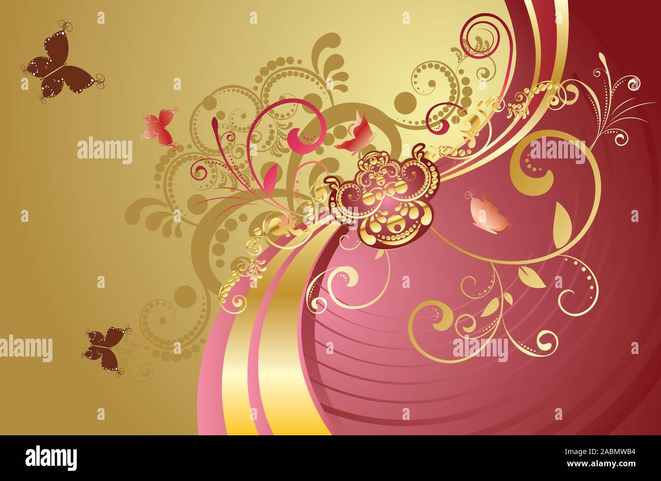 Fashion background with decorative golden floral design Stock Vector ...