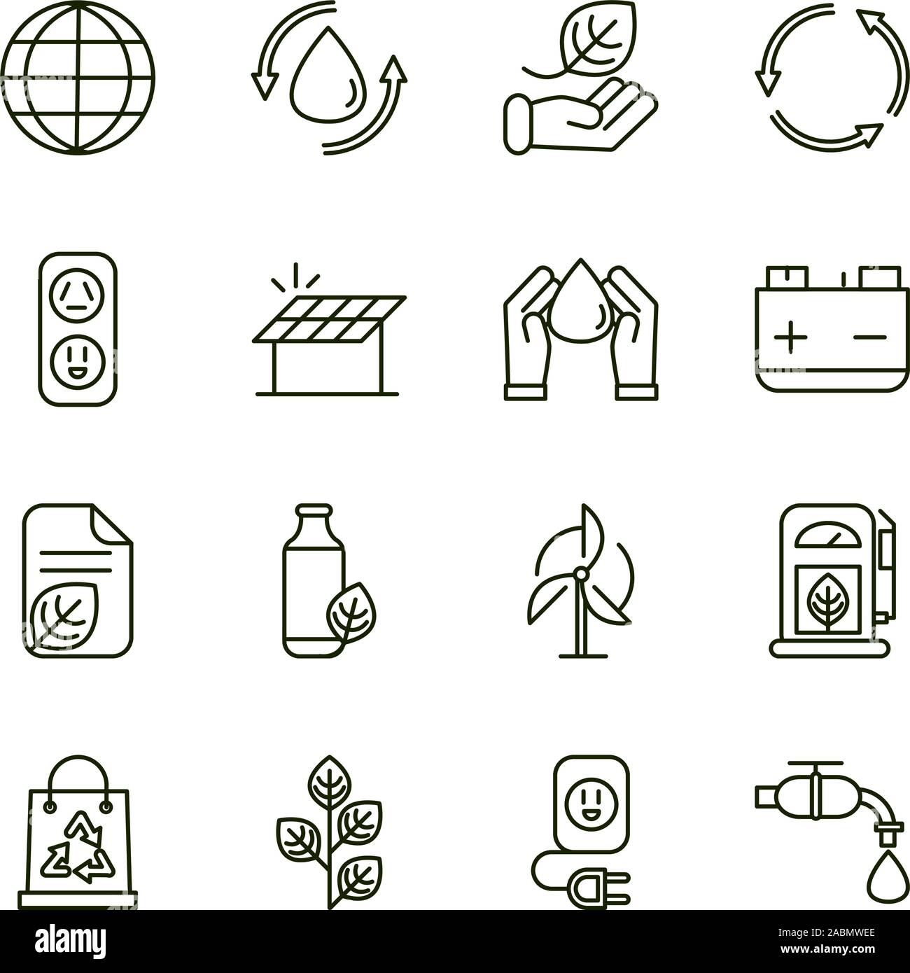 environment ecology icons collection line vector illustration Stock ...