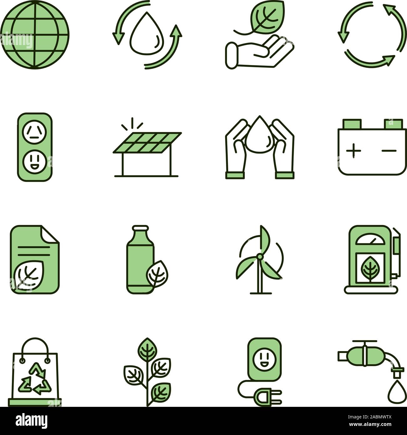 environment ecology icons collection line and fill vector illustration ...