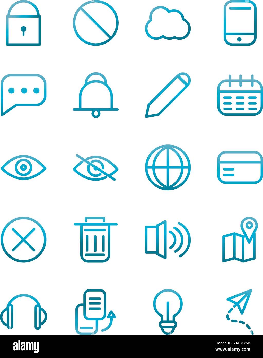 user interface icons set blue gradient vector illustration Stock Vector ...