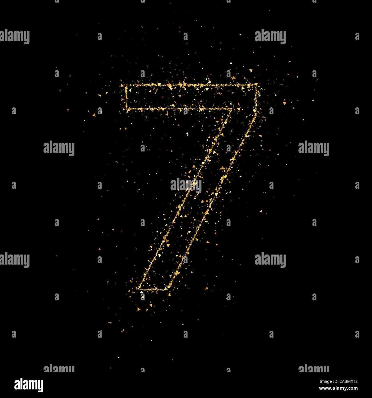 The figure is 7 particles of gold. 3d rendering, 3d illustration Stock ...