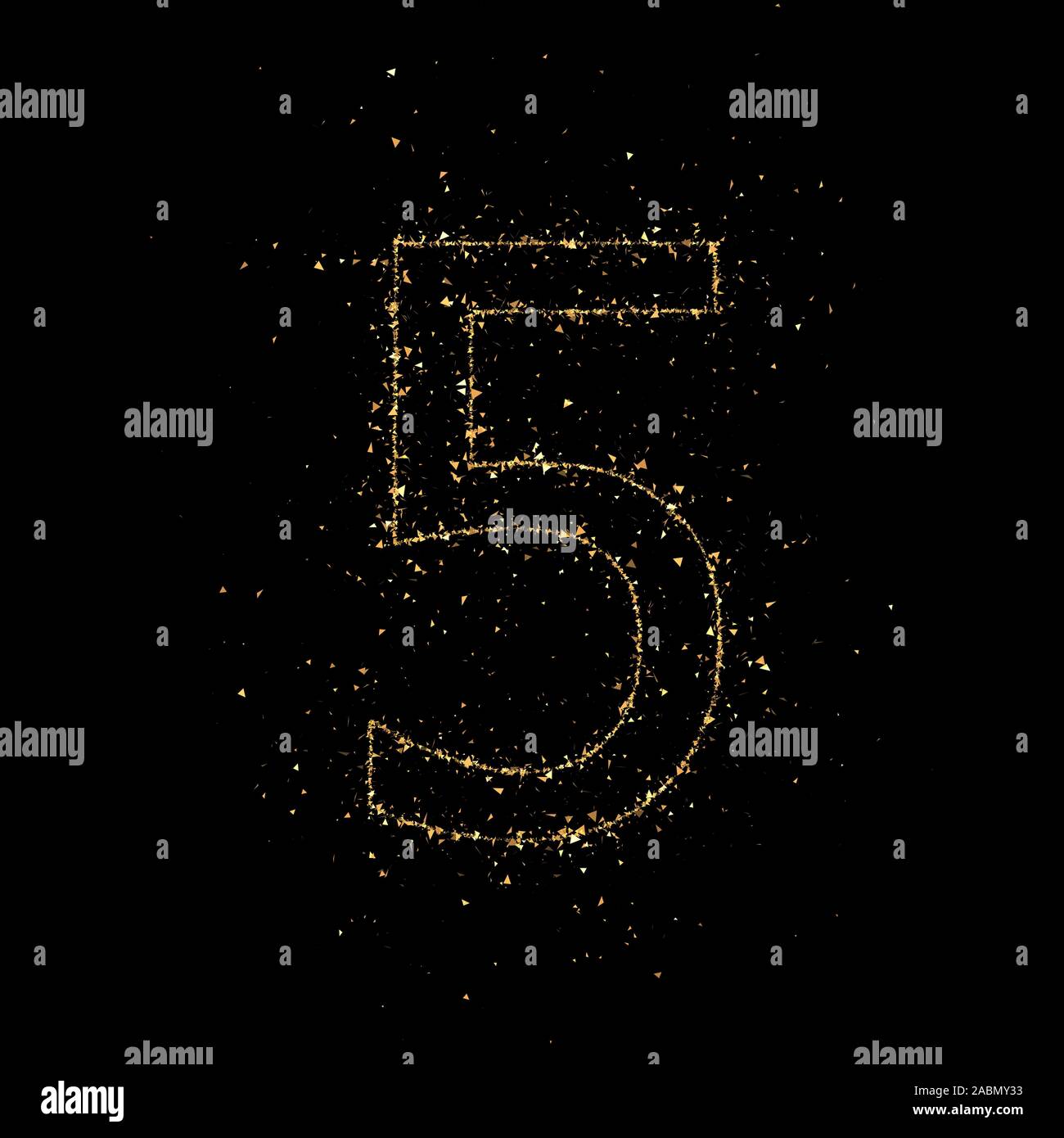 The figure is 5 particles of gold. 3d rendering, 3d illustration Stock ...