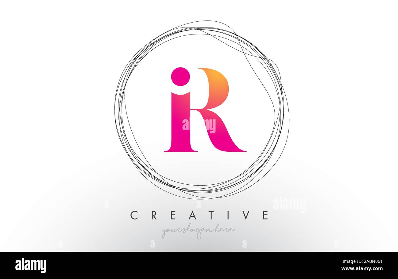 Artistic R Letter Logo Design With Creative Circular Wire Frame around ...