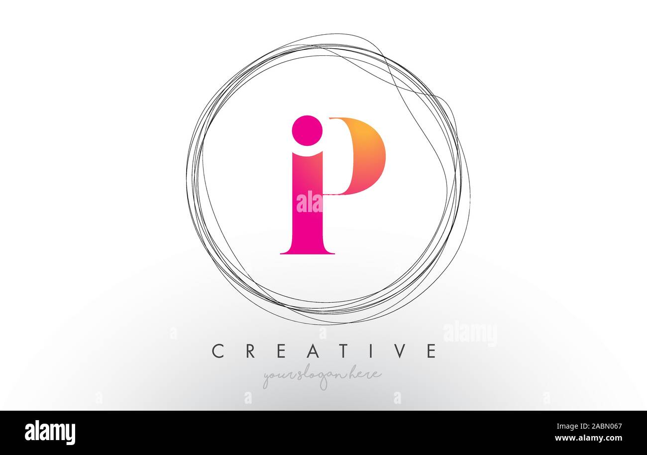 Artistic P Letter Logo Design With Creative Circular Wire Frame around ...