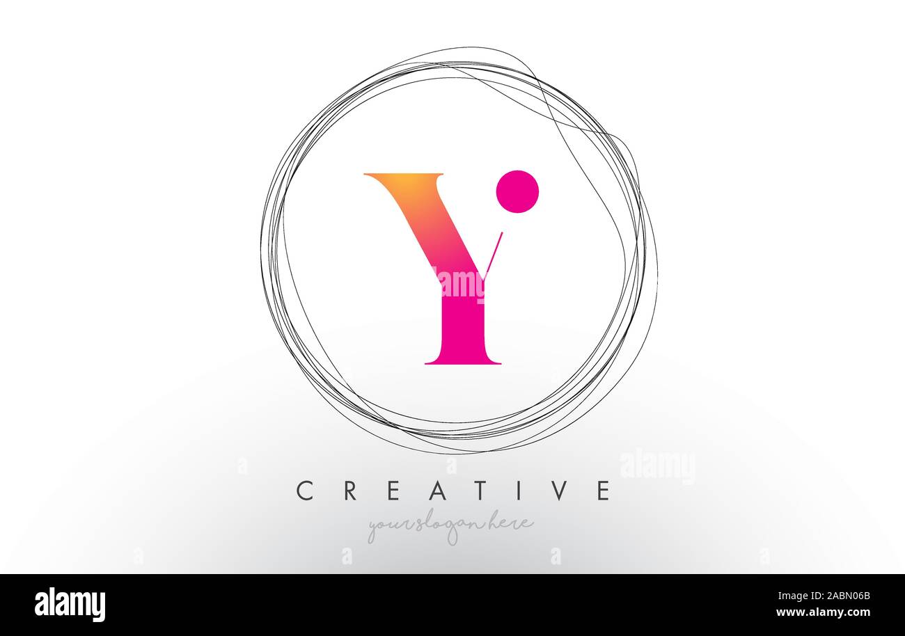 Artistic Y Letter Logo Design With Creative Circular Wire Frame around ...