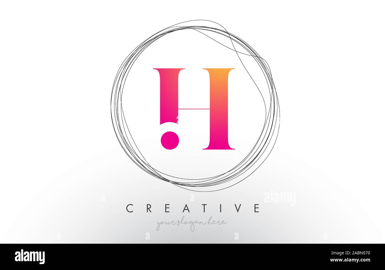 Artistic H Letter Logo Design With Creative Circular Wire Frame around ...