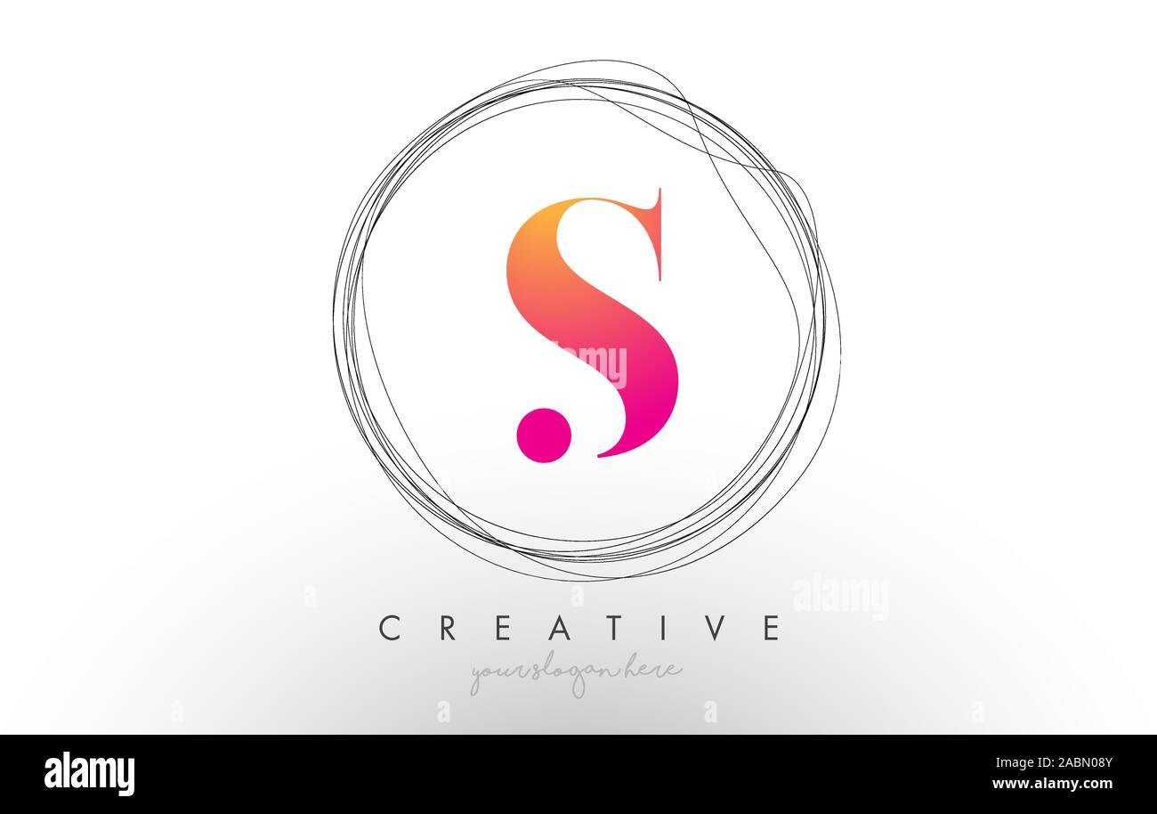Artistic S Letter Logo Design With Creative Circular Wire Frame around ...