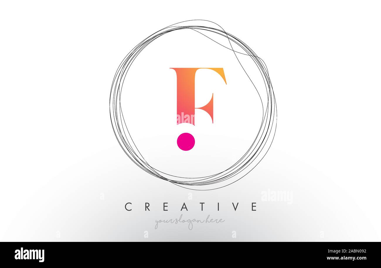 Artistic F Letter Logo Design With Creative Circular Wire Frame around ...