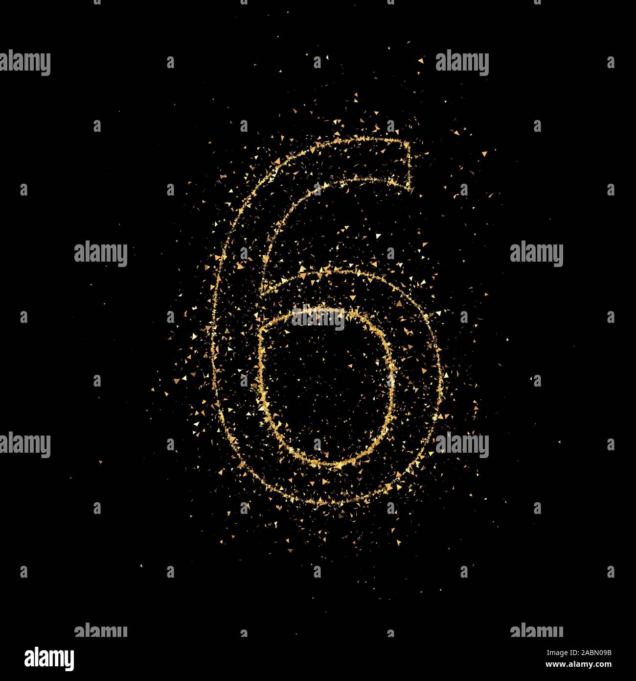 The figure is 6 particles of gold. 3d rendering, 3d illustration Stock ...