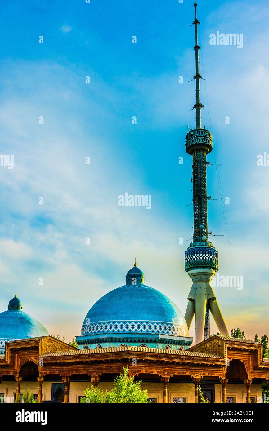 Tashkent Television Tower seen from the park at the Memorial to the ...