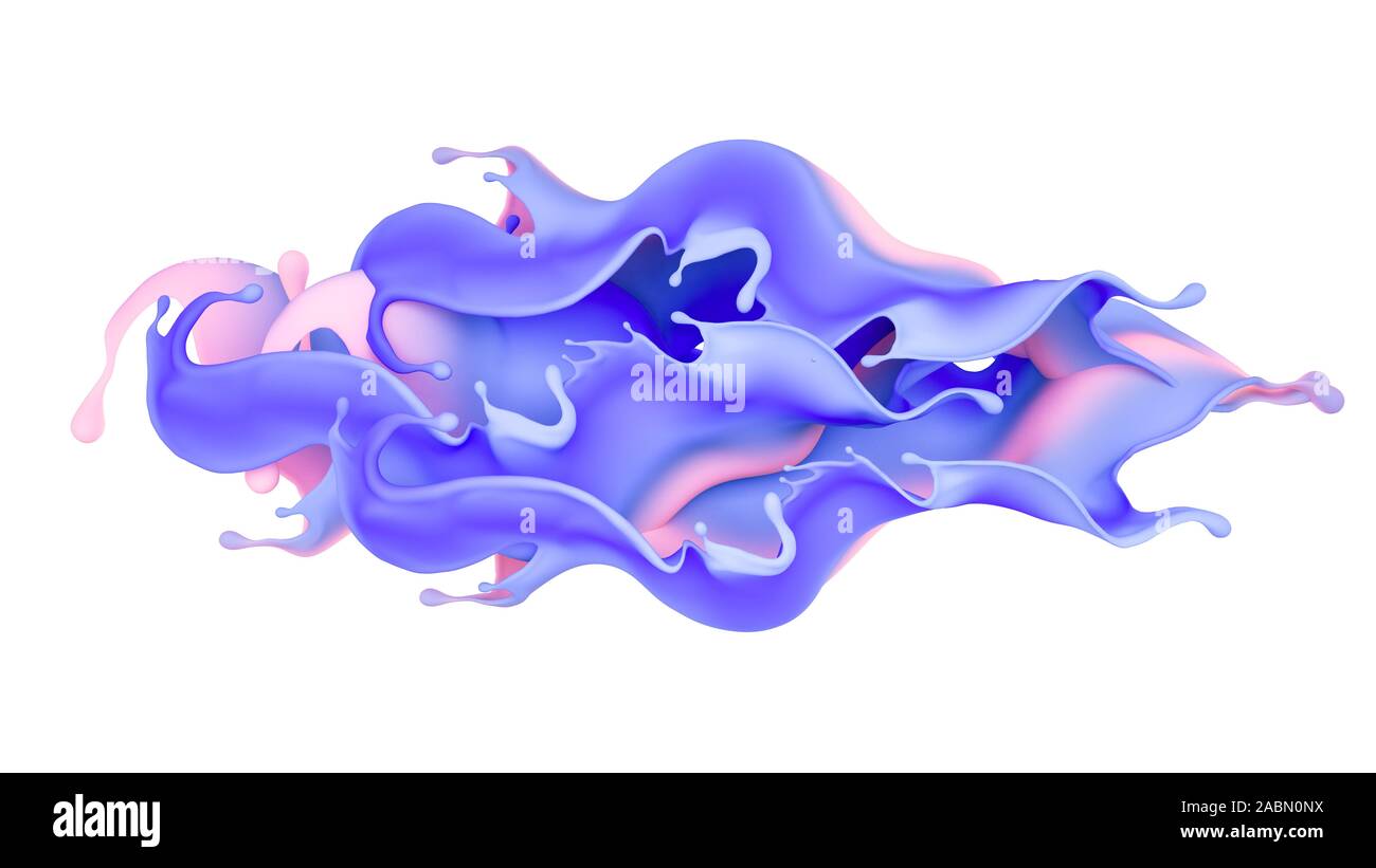 Beautiful multi-color splash of liquid . 3D illustration, 3D ...