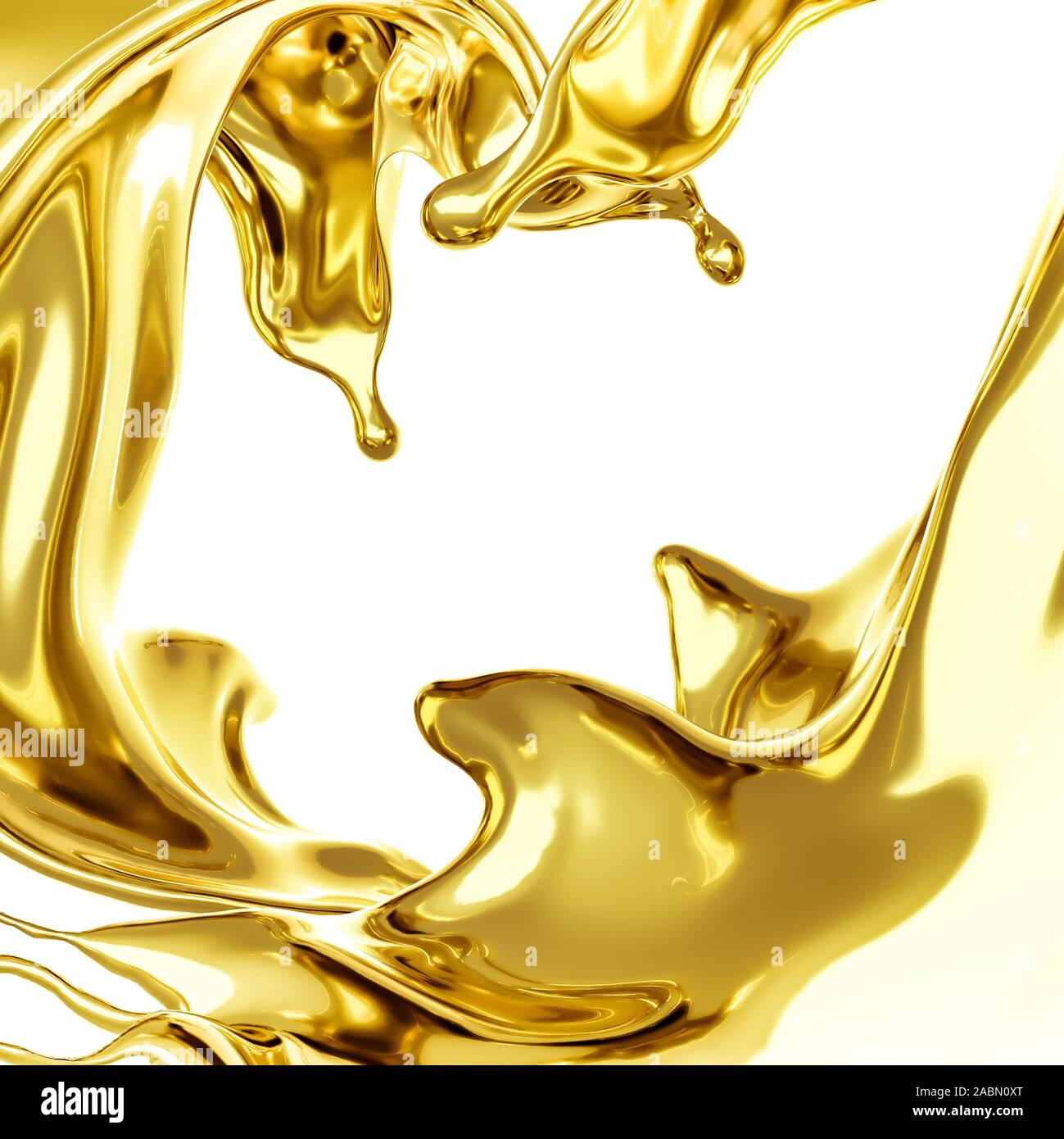 A splash of thick, golden liquid. 3d rendering, 3d illustration Stock ...