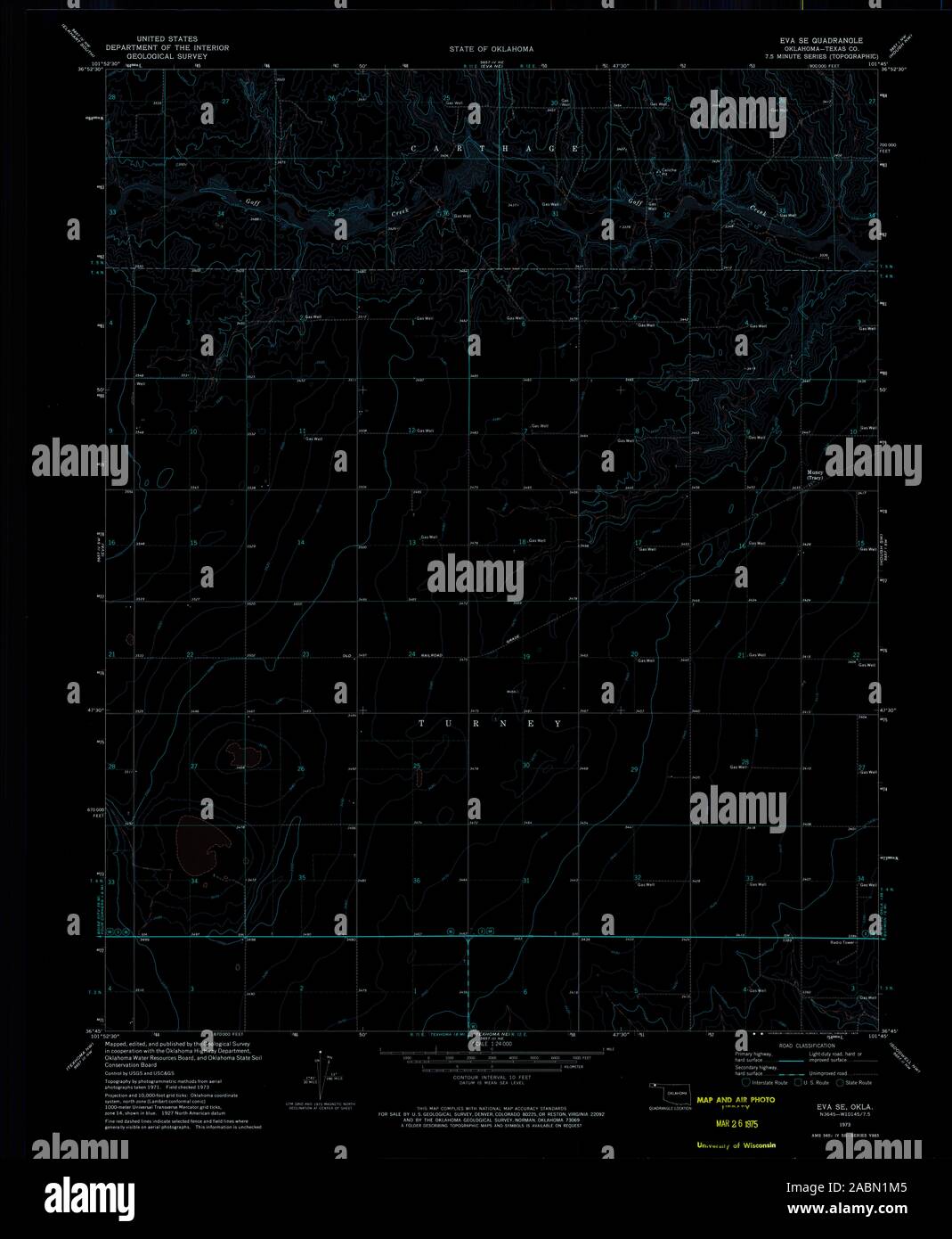 USGS TOPO Map Oklahoma OK Eva SE 705832 1973 24000 Inverted Restoration ...