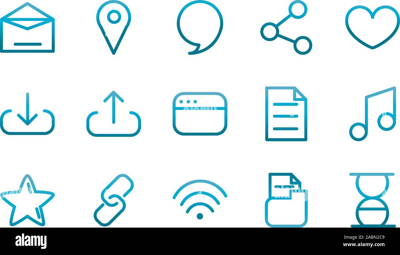 user interface icons set blue gradient vector illustration Stock Vector ...