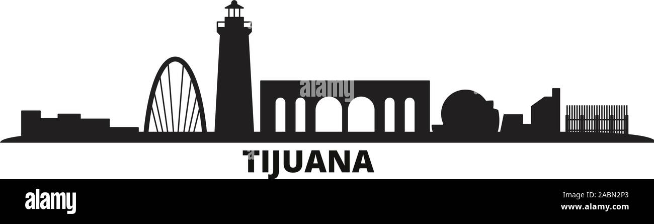 Mexico, Tijuana city skyline isolated vector illustration. Mexico ...