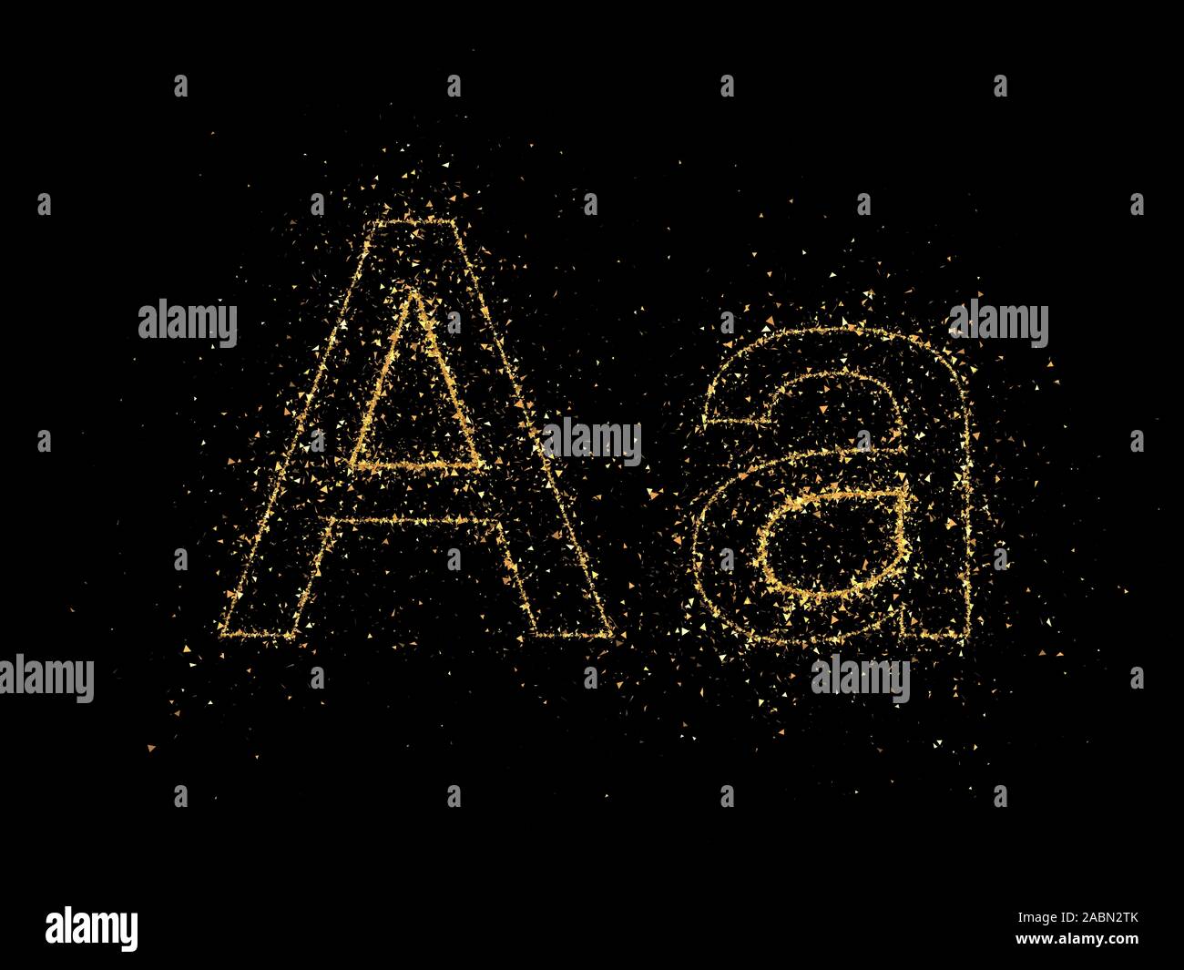 Letter A is a particle of gold font. 3d rendering, 3d illustration ...