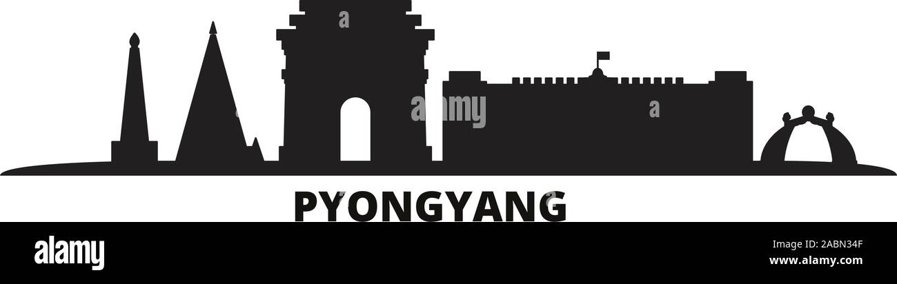 North Korea, Pyongyang city skyline isolated vector illustration. North ...