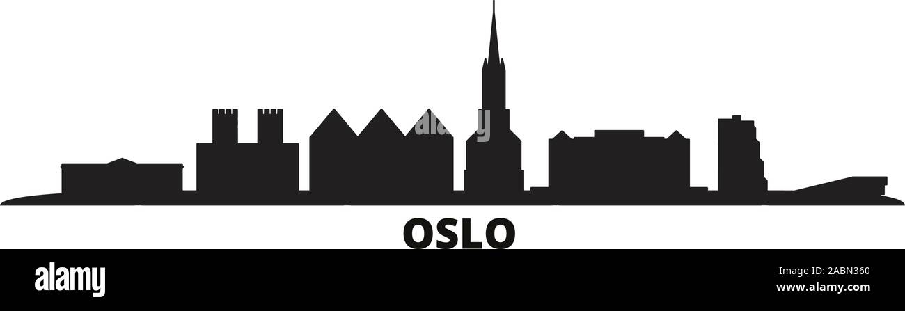 Norway, Oslo city skyline isolated vector illustration. Norway, Oslo ...