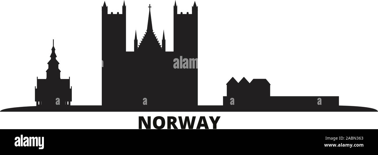 Norway city skyline isolated vector illustration. Norway travel ...