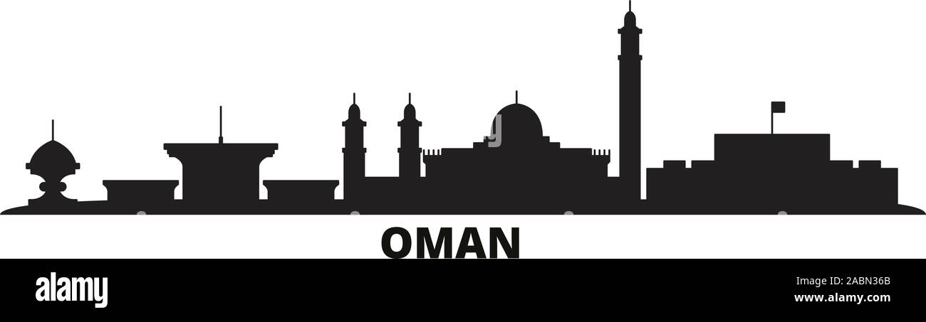 Oman, Muscat city skyline isolated vector illustration. Oman, Muscat ...