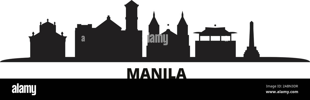 Philippines, Manila city skyline isolated vector illustration ...