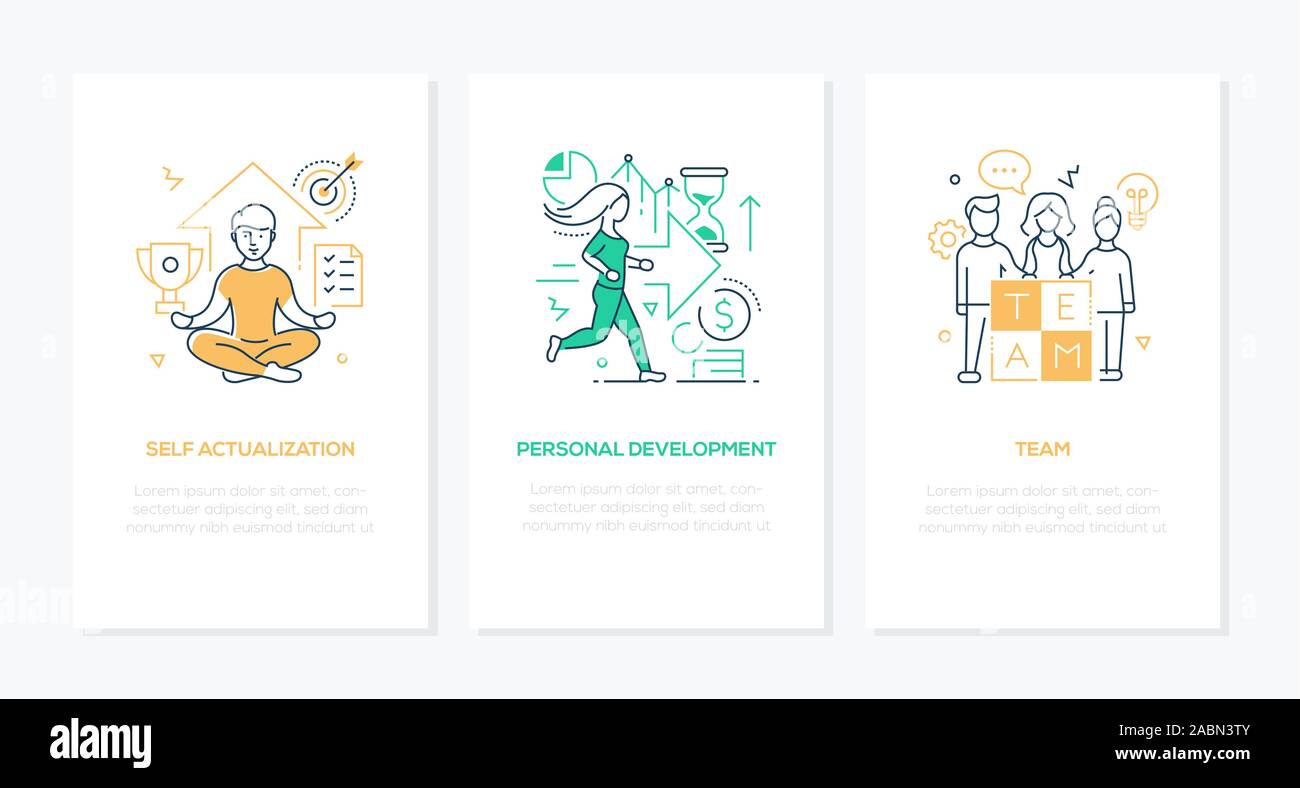 Self management skills - line design style banners set Stock Vector ...