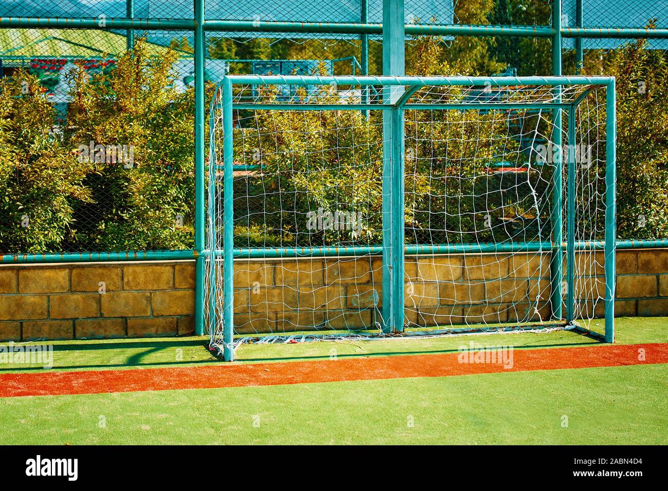 Mini football goal on an artificial grass hi-res stock photography and ...
