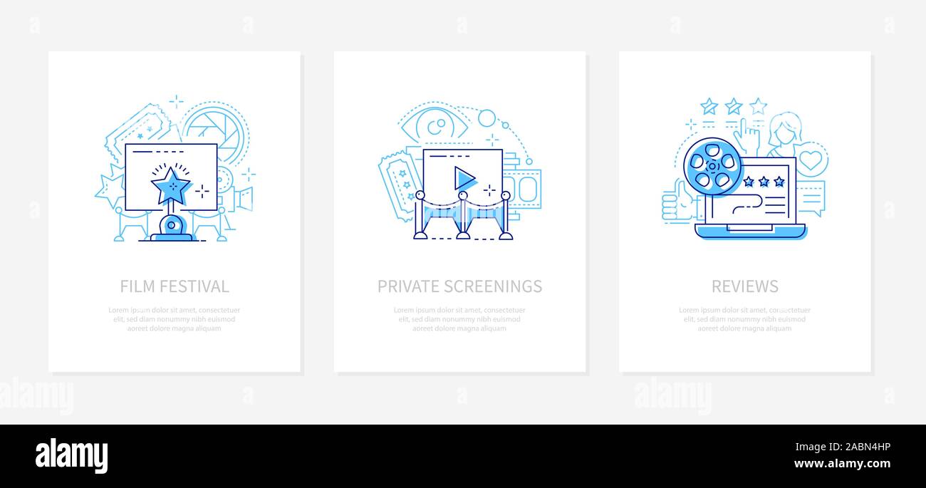 Cinema concept - vector line design style banners Stock Vector Image ...