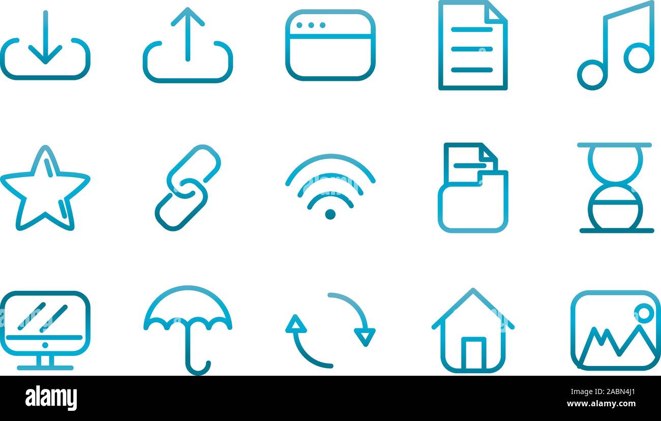 user interface icons set blue gradient vector illustration Stock Vector ...