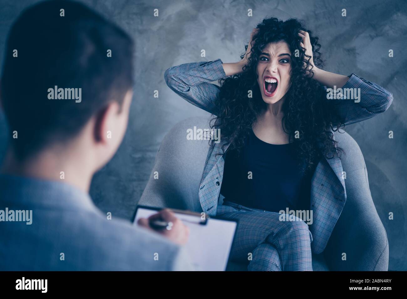 Portrait of her she nice attractive crazy mad emotional outraged ...