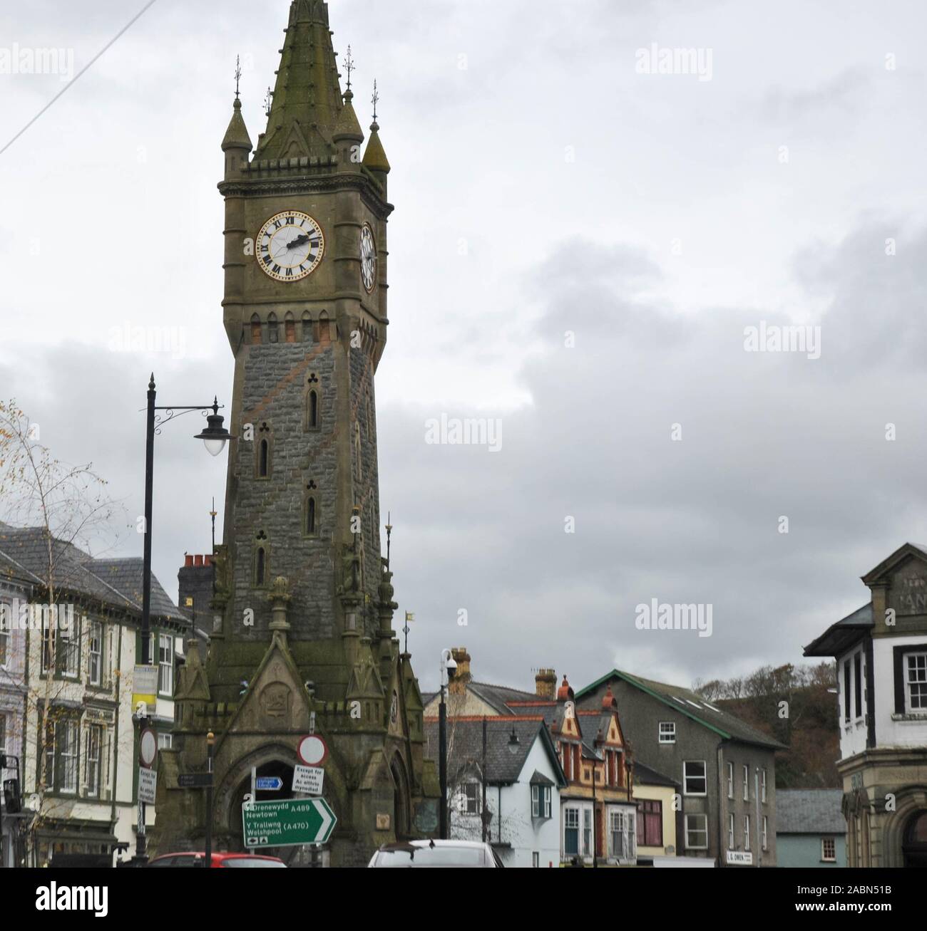 machynlleth clock tower as seen from the road Stock Photo - Alamy