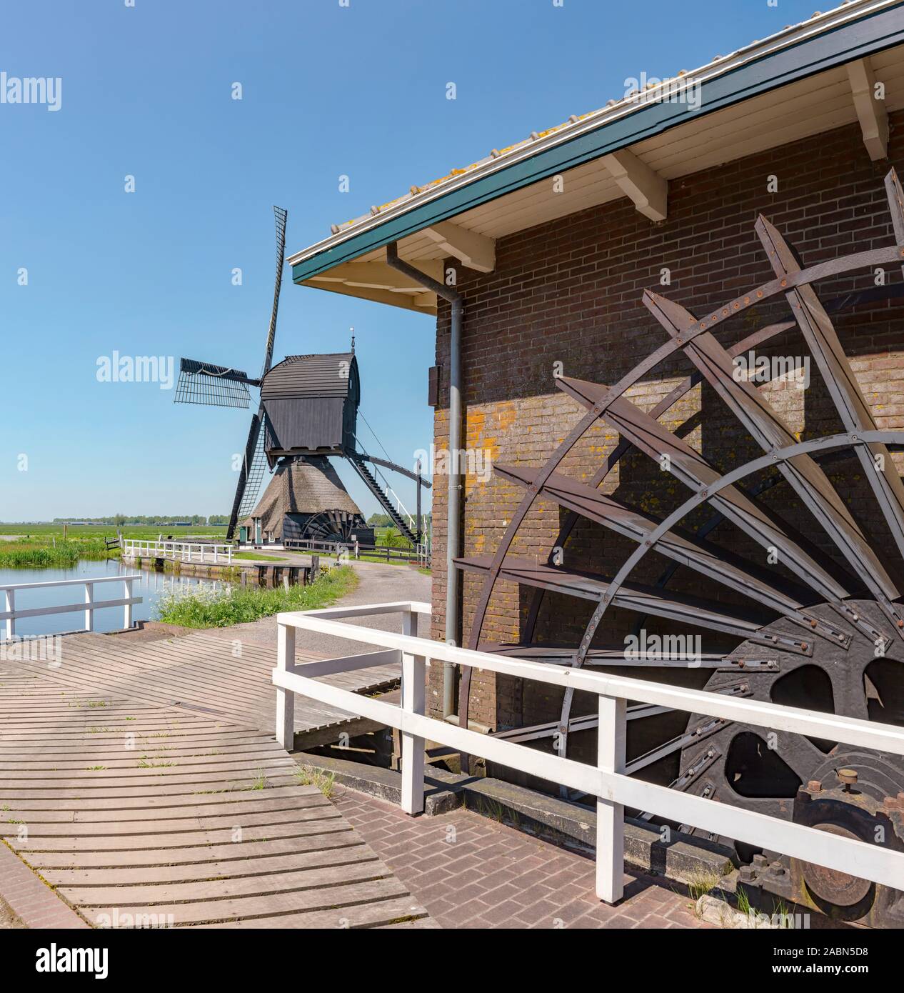 Hollow post mill called De Westermolen, Goudriaan, Zuid-Holland Stock ...