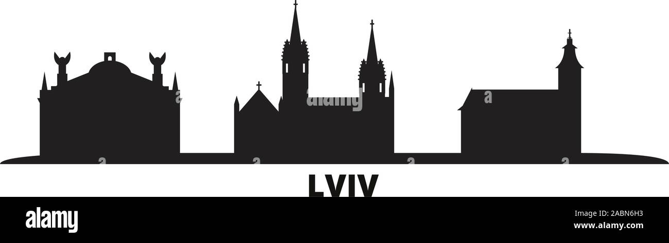 Ukraine, Lviv city skyline isolated vector illustration. Ukraine, Lviv ...