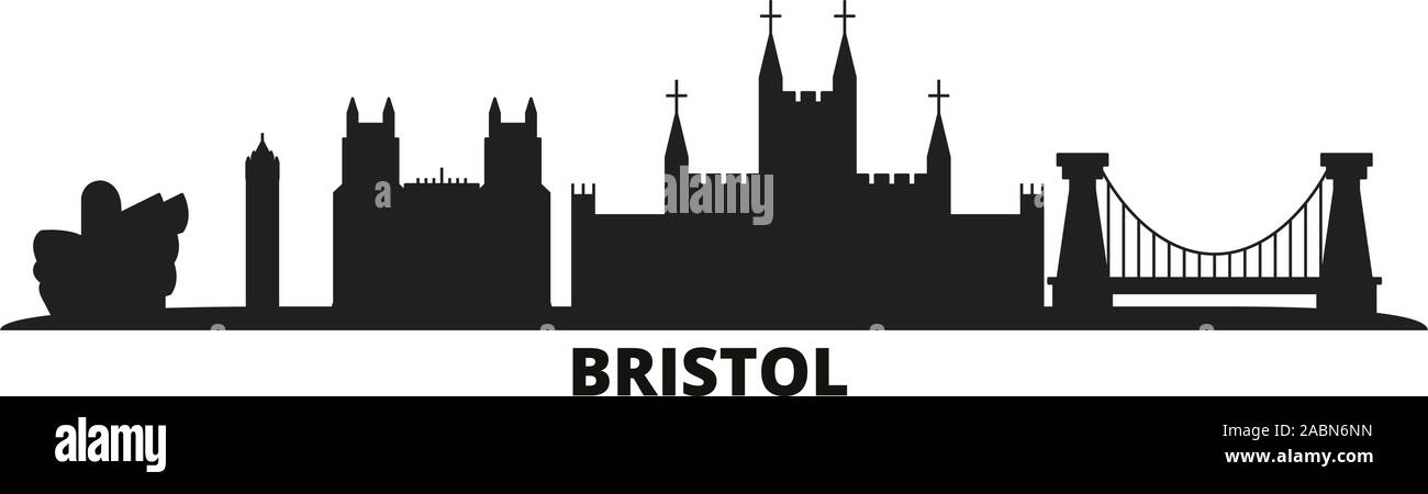United Kingdom, Bristol city skyline isolated vector illustration ...