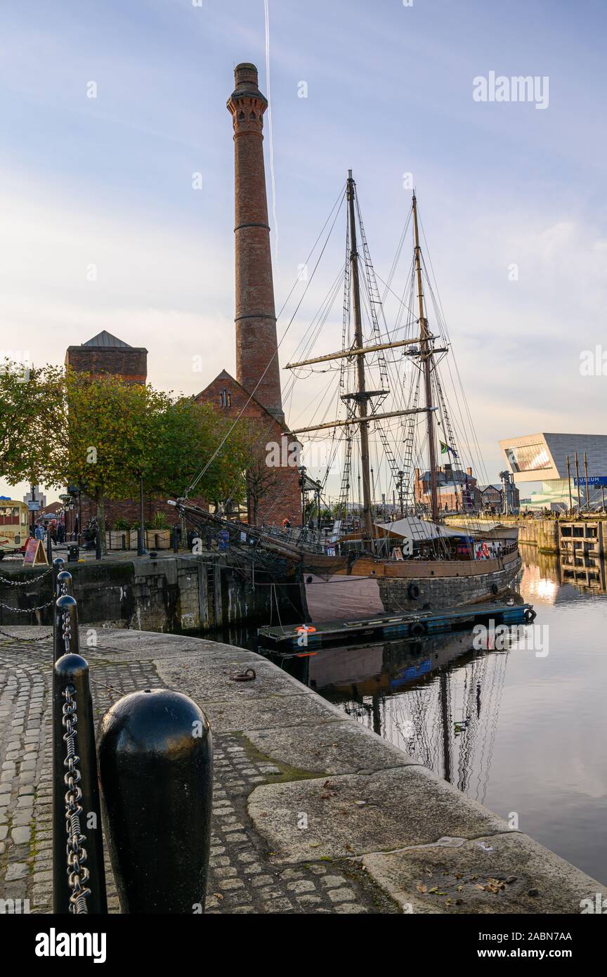 The Pump House and a Tall Ship in Canning Dock, Liverpool. Part of the ...