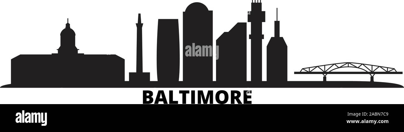 United States, Baltimore city skyline isolated vector illustration ...