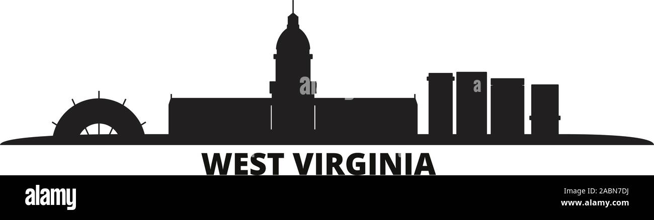 United States, Charleston West Virginia city skyline isolated vector ...