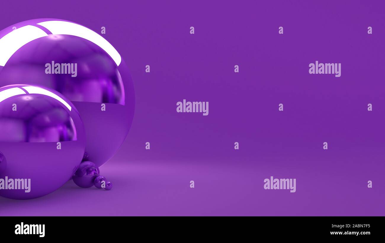 Purple purple background with metal balls.3d rendering, 3d illustration ...