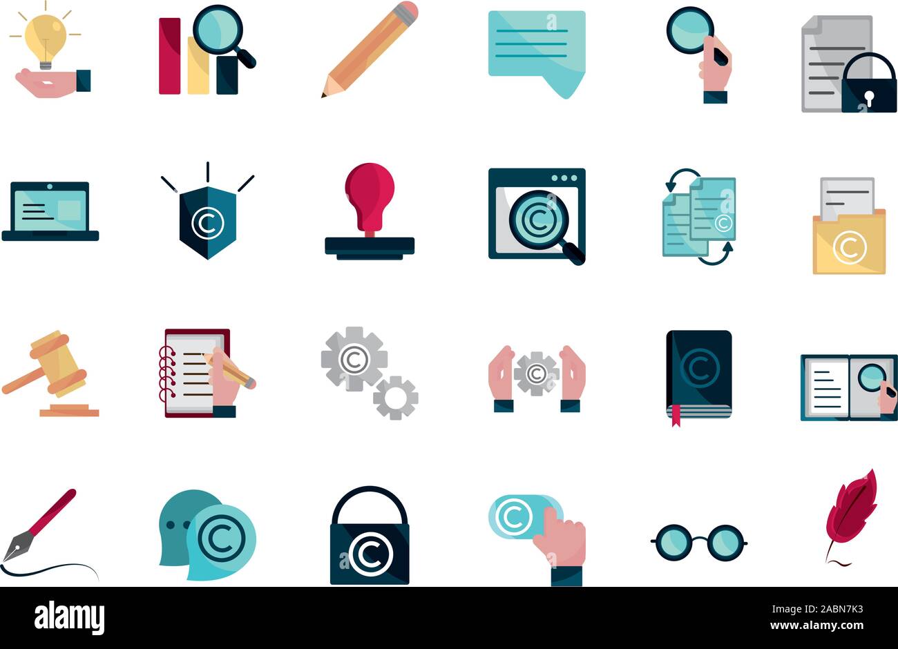 property intellectual copyright icons set vector illustration Stock ...